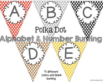 Alphabet and Number Bunting in Red, Gray, Black, Brown, and Gold ...