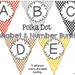 Alphabet and Number Bunting in Red, Gray, Black, Brown, and Gold Polka ...