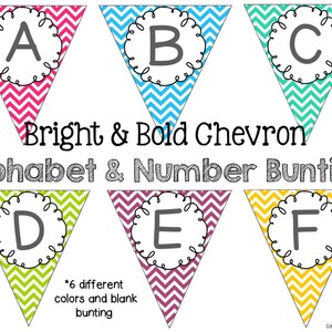Bright and Bold Chevron Alphabet and Number Bunting - Etsy