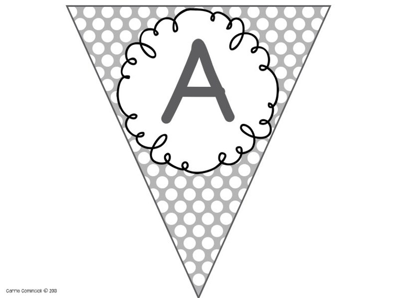 Alphabet and Number Bunting in Red, Gray, Black, Brown, and Gold Polka ...
