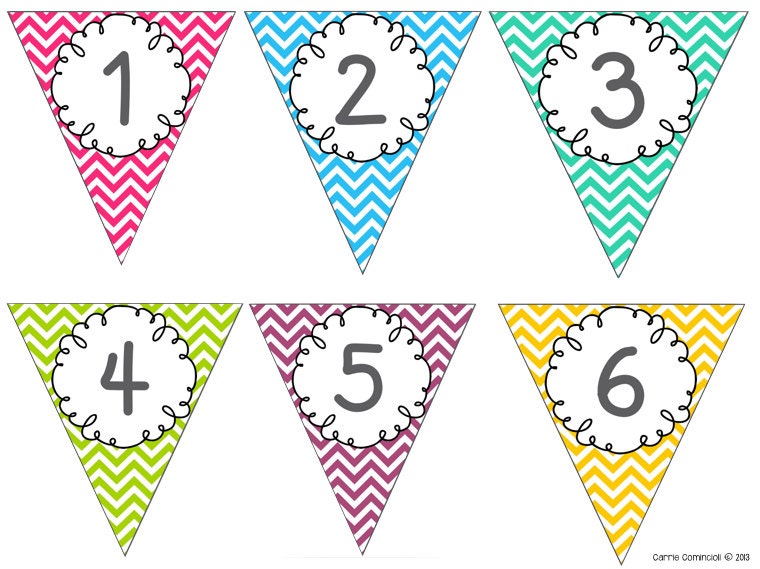 Bright and Bold Chevron Alphabet and Number Bunting - Etsy