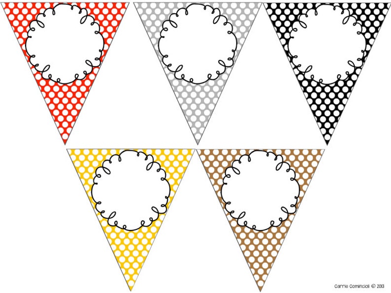 Alphabet and Number Bunting in Red, Gray, Black, Brown, and Gold Polka ...