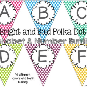 Bright and Bold Polka Dot Alphabet and Number Bunting - Etsy