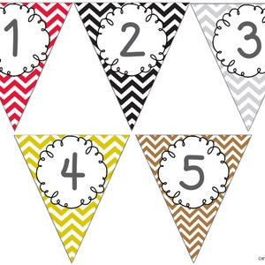Alphabet and Number Bunting in Red, Gray, Black, Brown, and Gold ...
