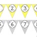 Alphabet and Number Bunting in Yellow and Gray With Polka Dots, Stripes ...