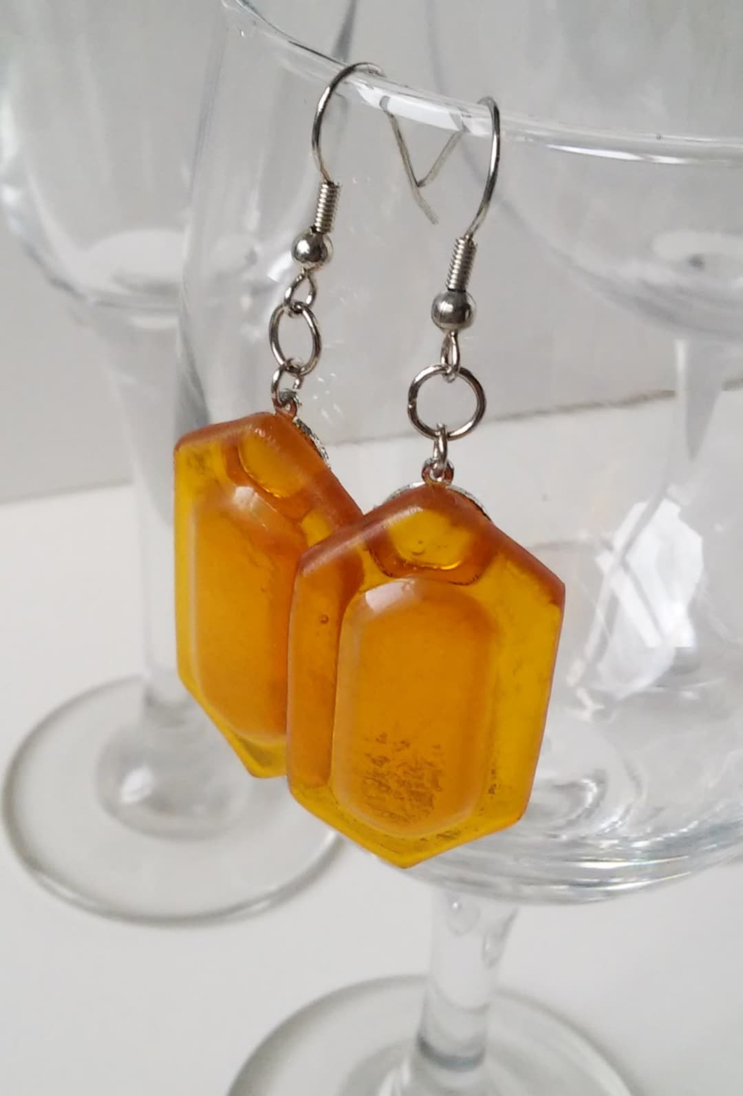 Yellow Rupee Dangle Earrings Kiln Glass Jewelry Nerdy Chic Handmade ...