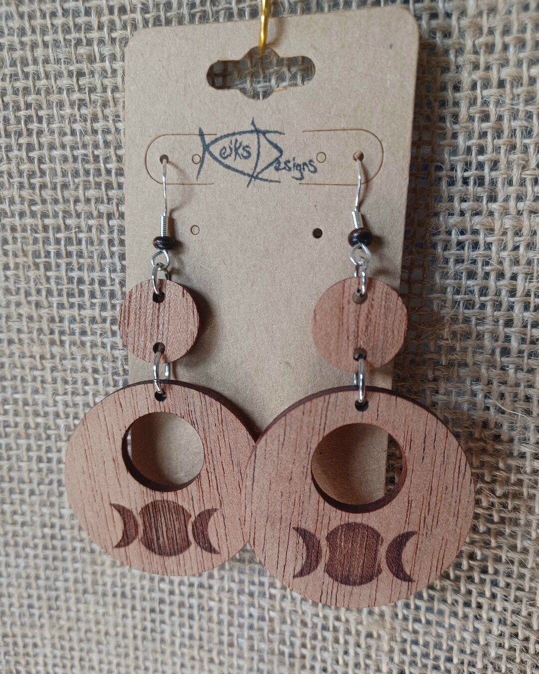 Eclipse Moon Phase Wood Earrings: Laser Cut Boho Jewelry - Etsy