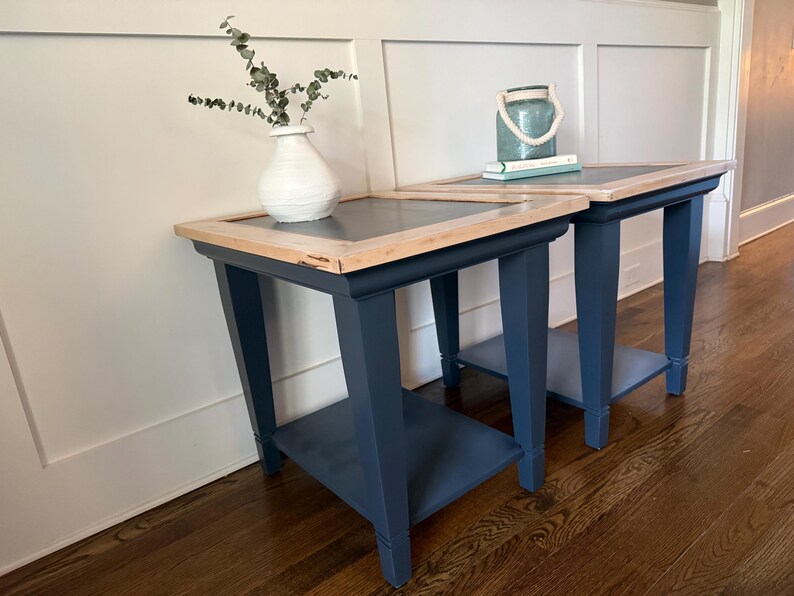 Custom Refinished Solid Wood End Tables – Modern Two-tone Nightstands ...