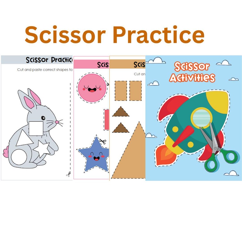 Preschool Scissor Skills Practice Sheets, Fine Motor Cutting Activities ...