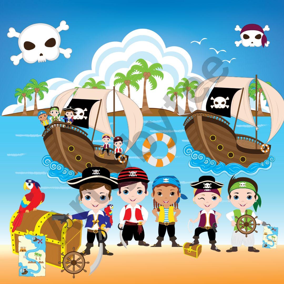 Pirate Adventure Clipart: Treasure Island Graphics - Etsy