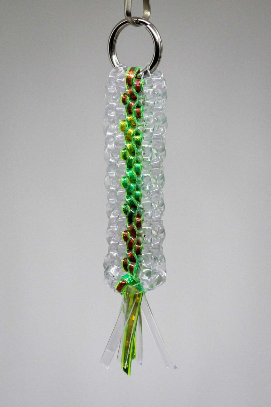 2" Lanyard Keychain - 1x3 Zigzag - Metallic Green or Blue Color Shift ...