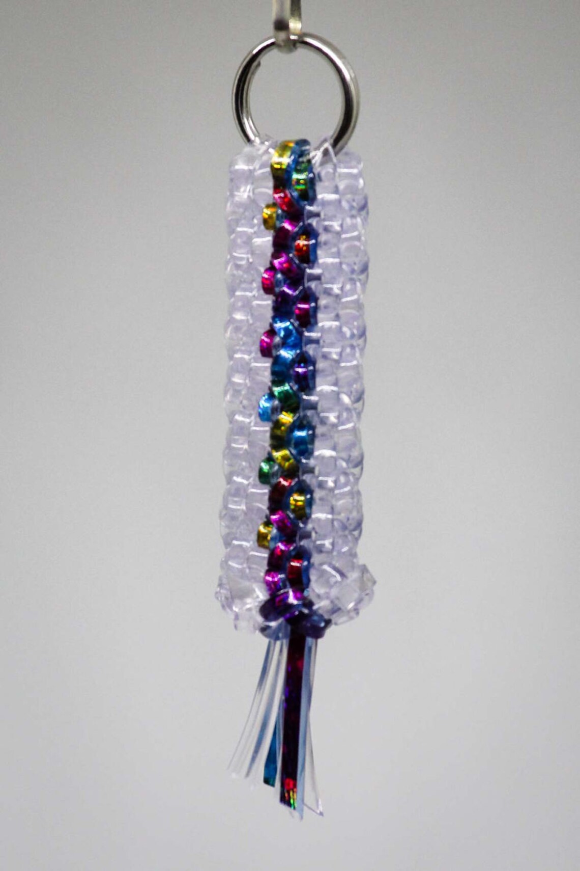 2" Lanyard Keychain - 1x3 Zigzag - Metallic Green or Blue Color Shift ...