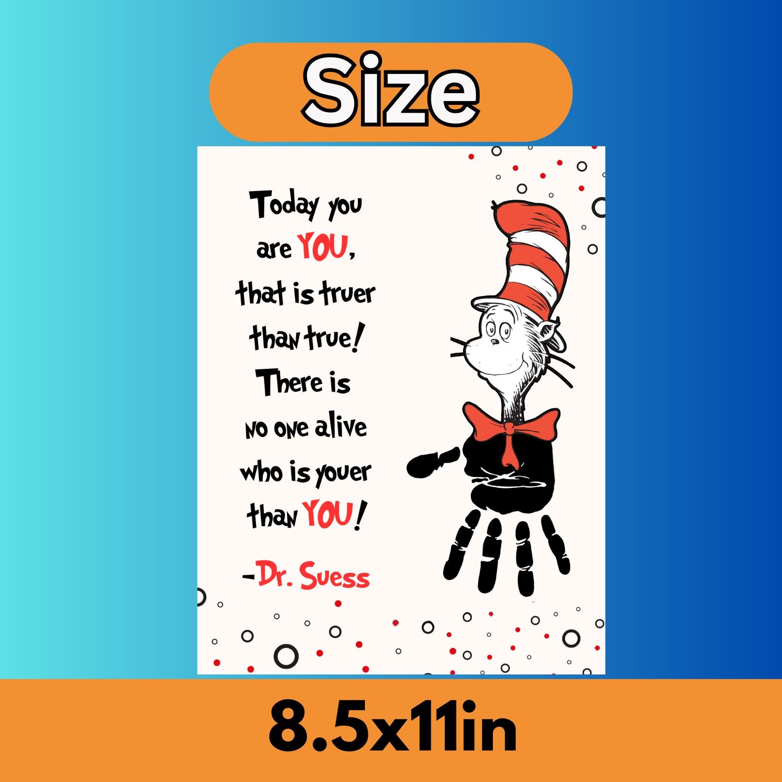 2 IN 1 Editbale Canva Cat in the Hat Handprint Art Digital File, Dr ...