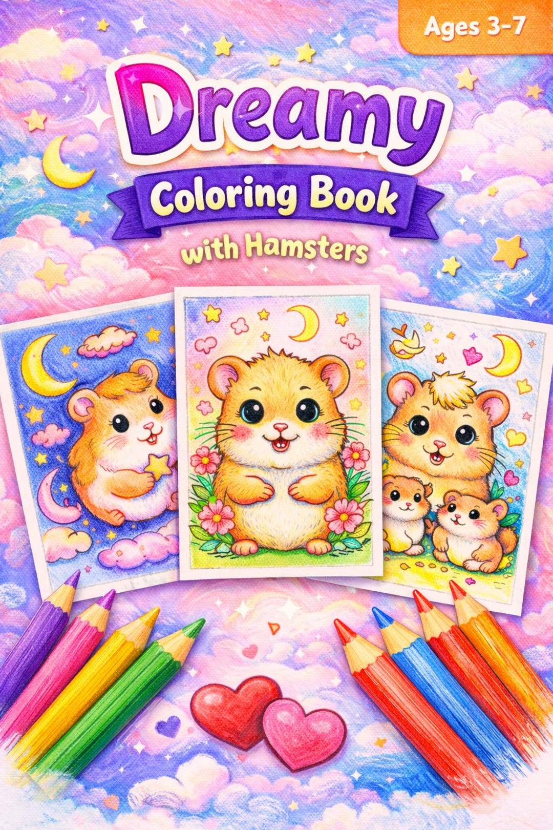 Dreamy Hamsters Coloring Book for Kids Ages 3–7 | Printable PDF | A4 ...