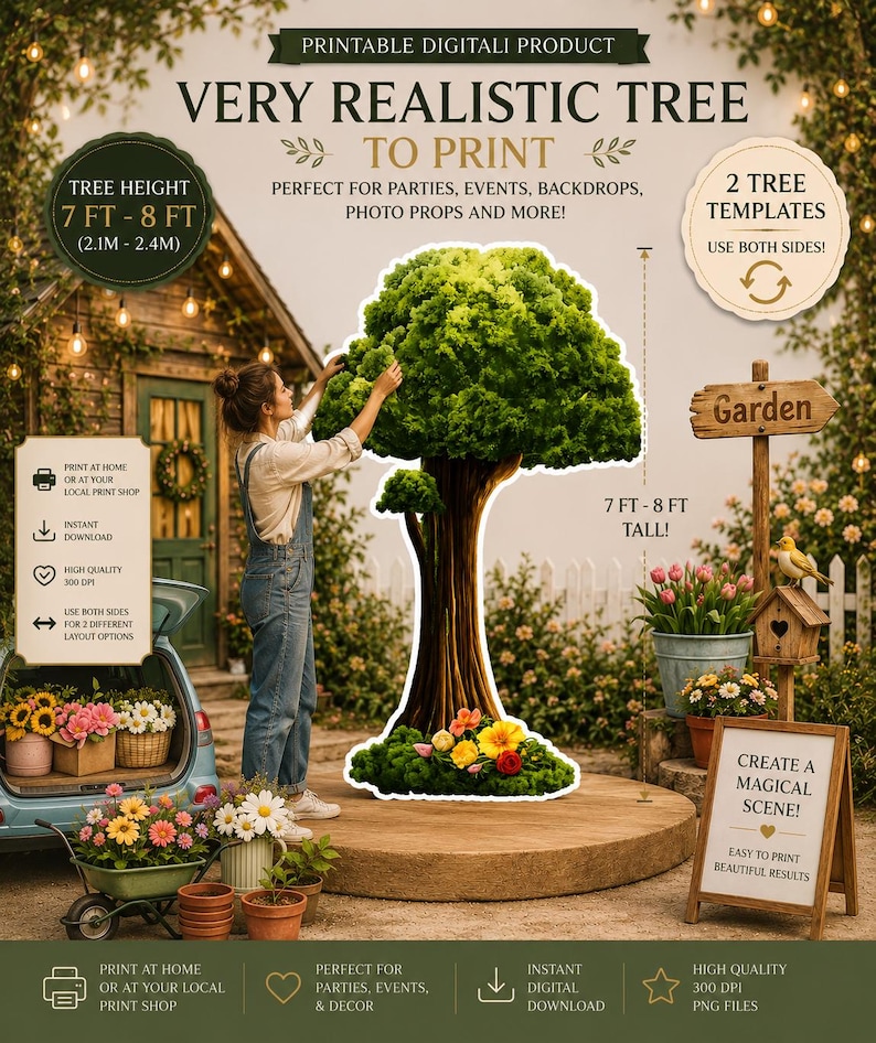 Realistic Printable Tree Template | Large Classroom Decor (digital ...