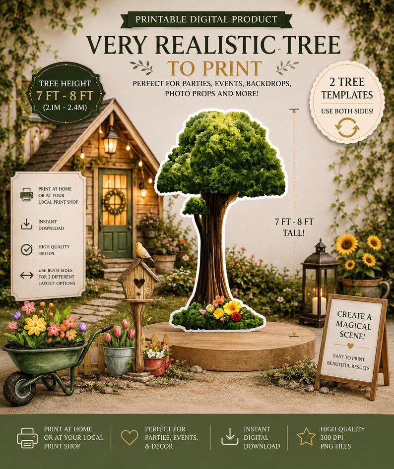 Realistic Printable Tree Template | Large Classroom Decor (digital ...