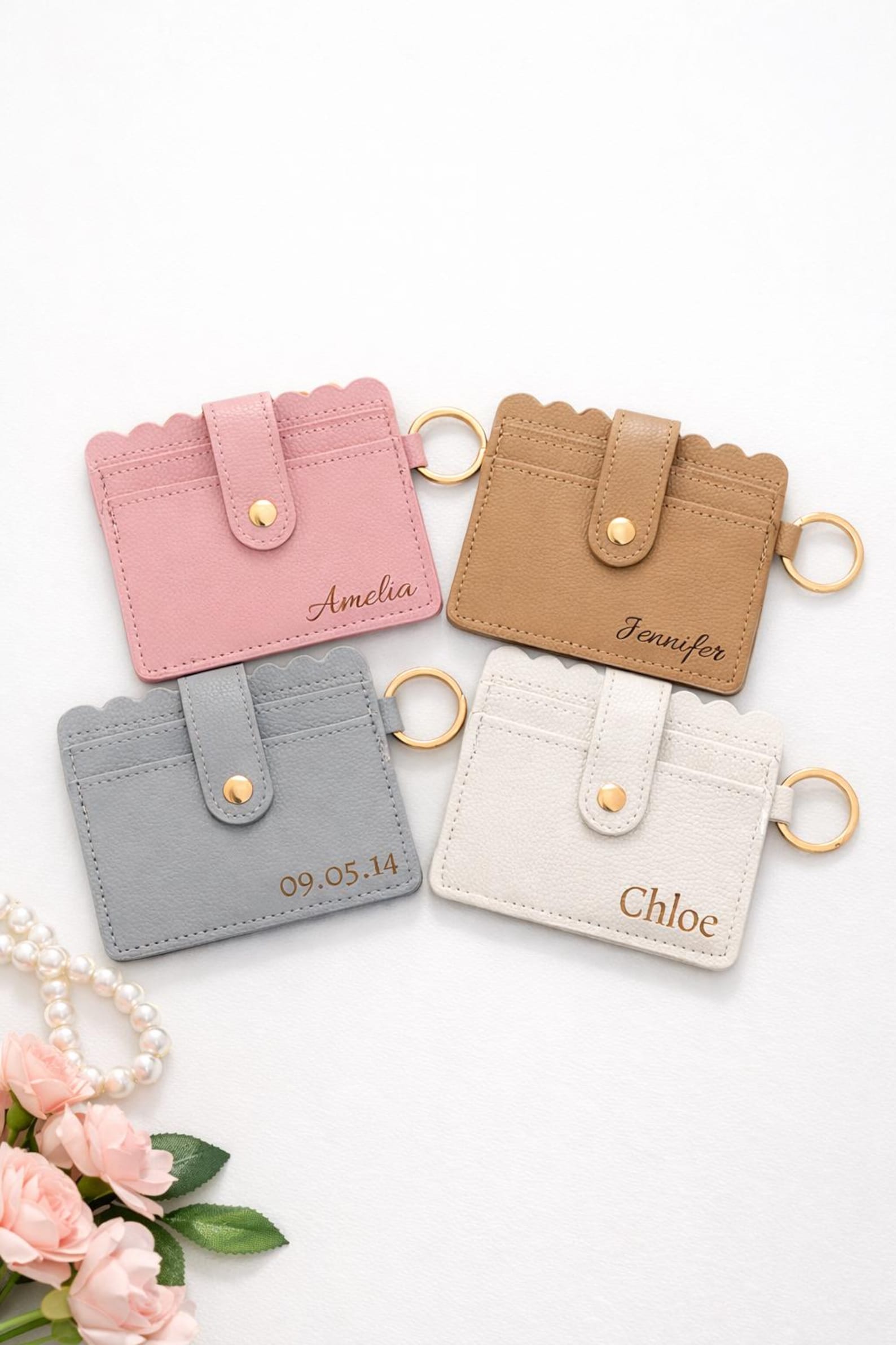 Personalized Card Holder Keychain Wallet, Custom Name Wallet Keychain ...