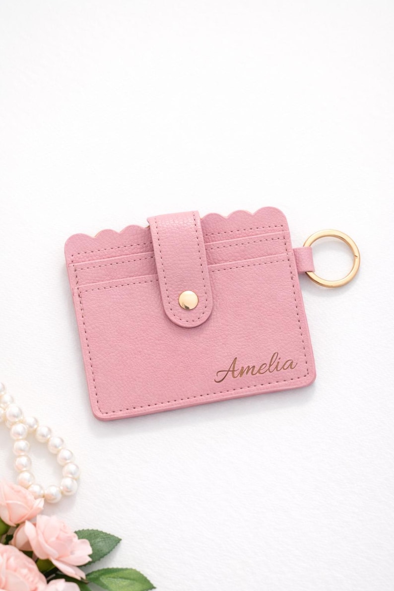 Personalized Card Holder Keychain Wallet, Custom Name Wallet Keychain ...