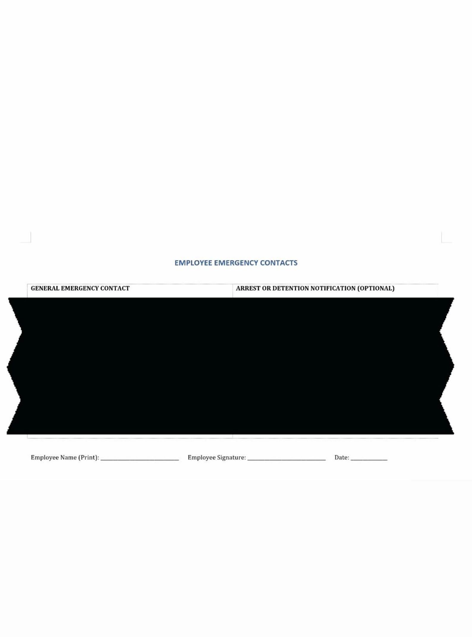 California Employee Emergency Contact Form Template | Arrest or ...