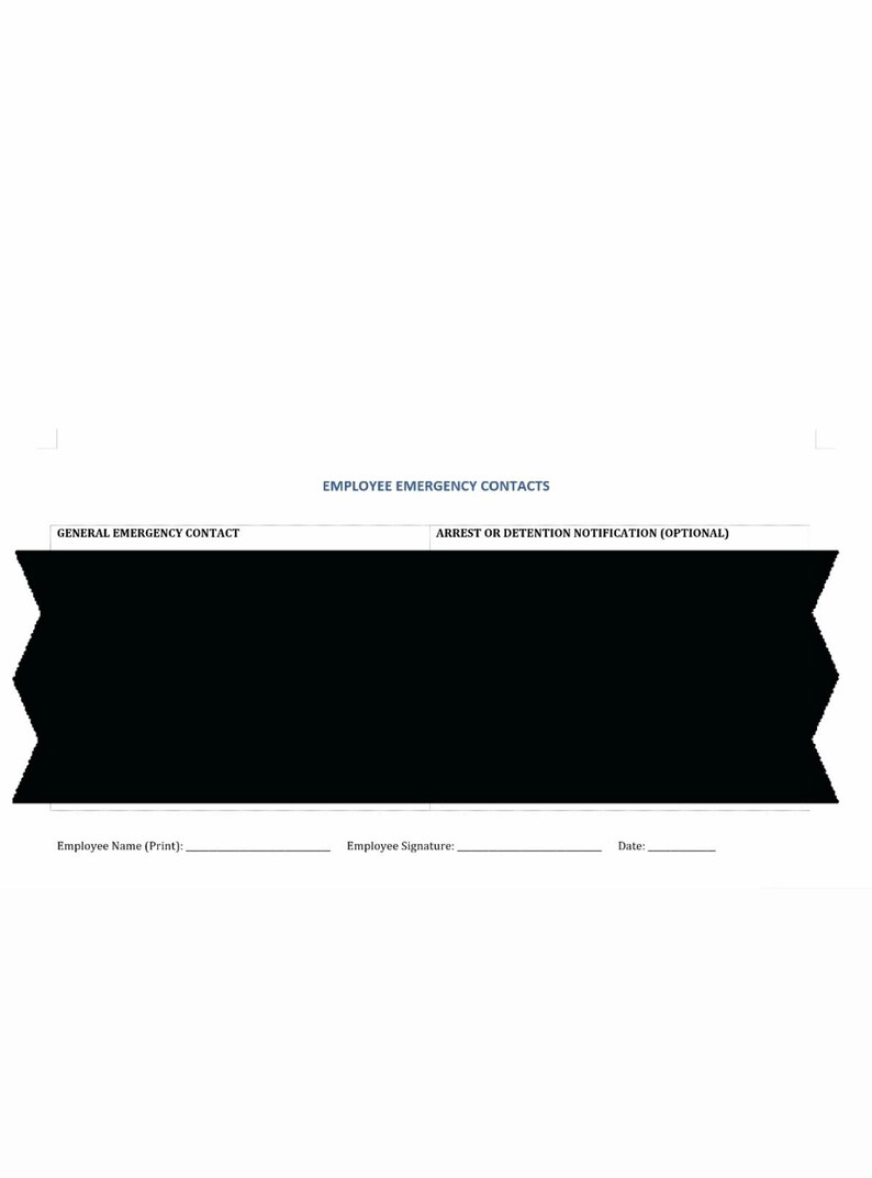 California Employee Emergency Contact Form Template | Arrest or ...