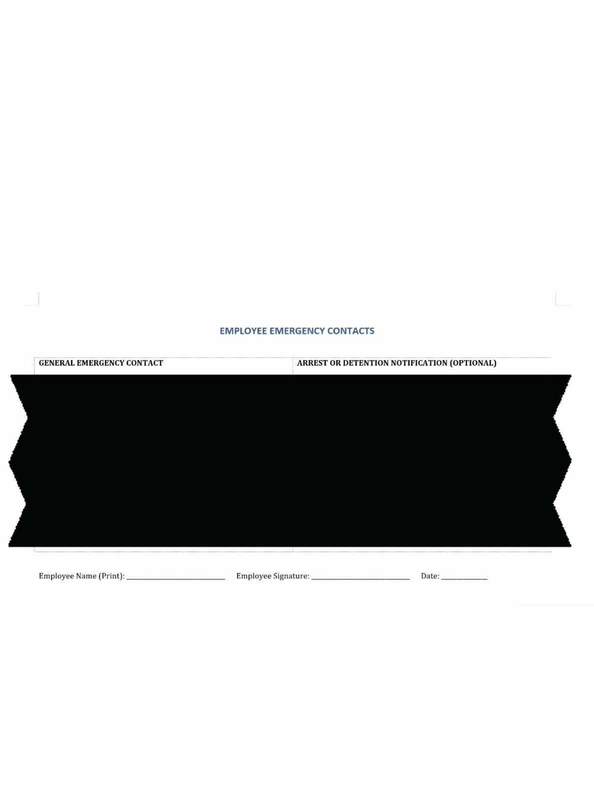California Employee Emergency Contact Form Template | Arrest or ...