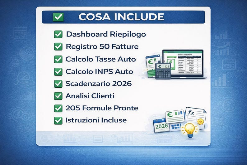 Flat-rate VAT Tracker 2026 Excel | INPS Tax Invoice Spreadsheet ...