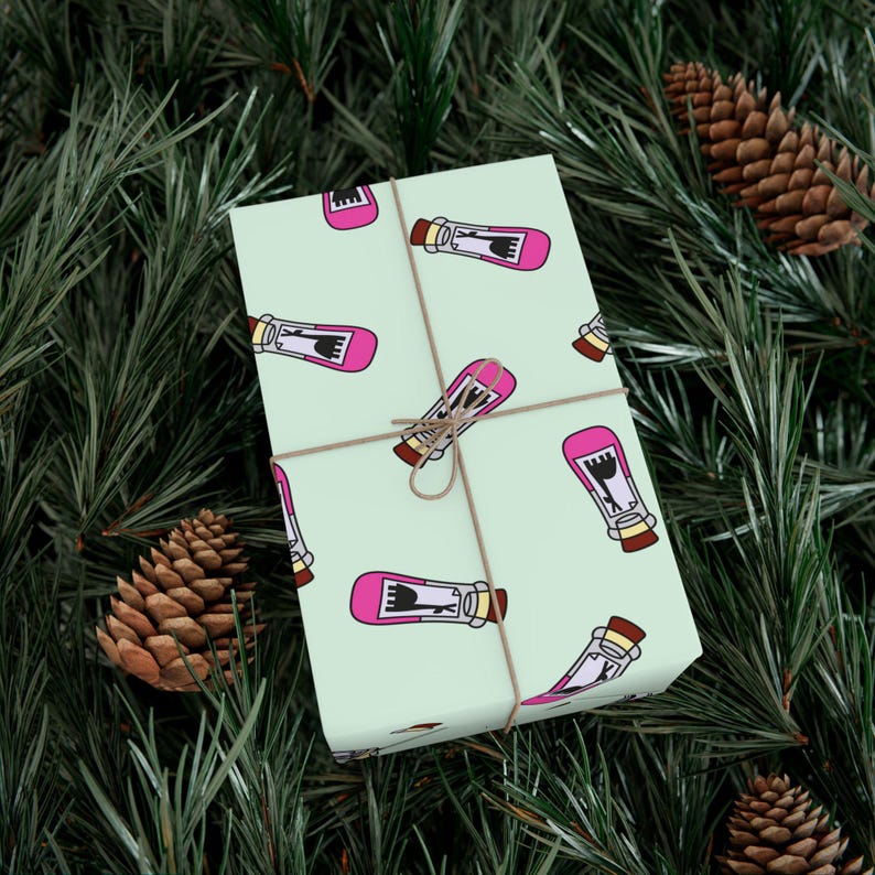 Poison Potion Wrapping Paper, Pink Potion Bottle Gift Wrap, Fantasy ...