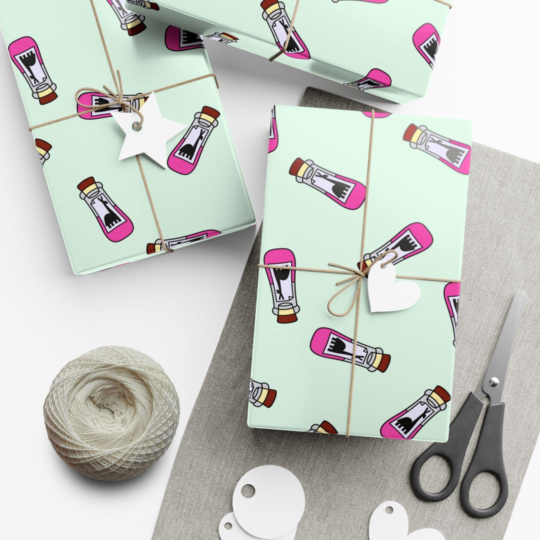 Poison Potion Wrapping Paper, Pink Potion Bottle Gift Wrap, Fantasy ...