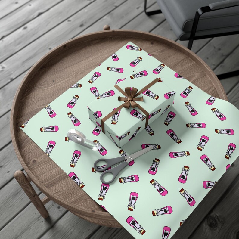 Poison Potion Wrapping Paper, Pink Potion Bottle Gift Wrap, Fantasy ...