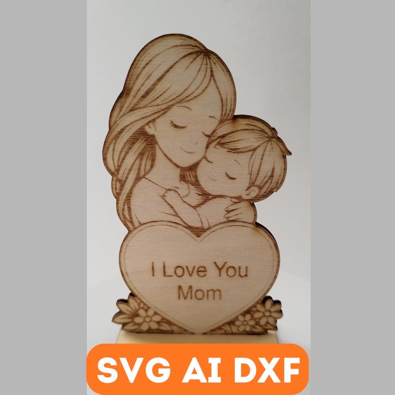 Mother and Son SVG File,gift for Mom,wood Laser Cut File,lightburn File ...