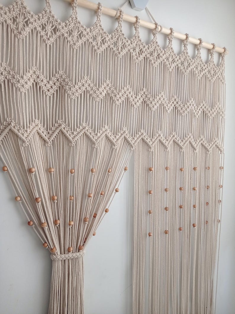 Customizable Boho Macrame Curtain, Room Divider, Bohemian Window Decor ...