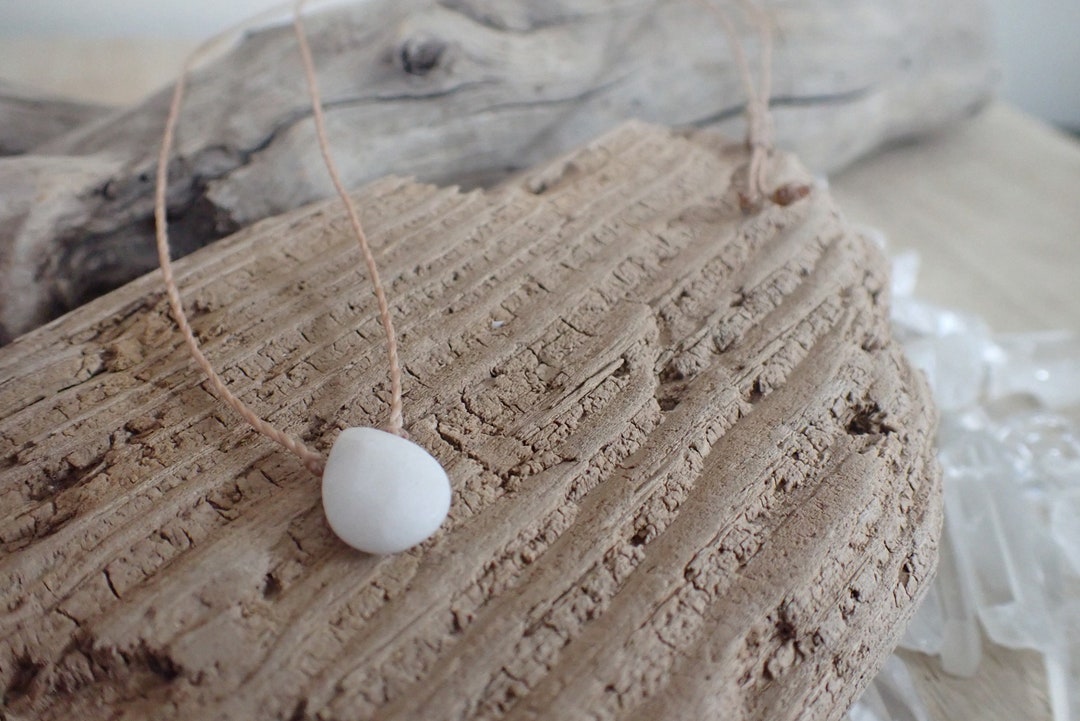 Pure White Jade Necklace / Waterproof and Adjustable / Minimalist ...