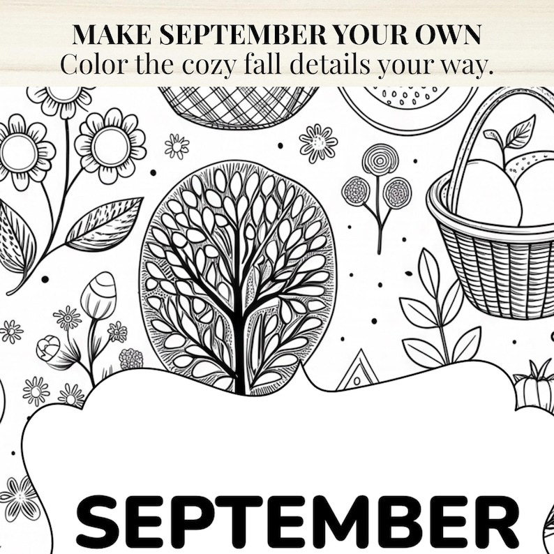 September 2026 AUTUMN HARVEST Journal – Printable Coloring Book ...