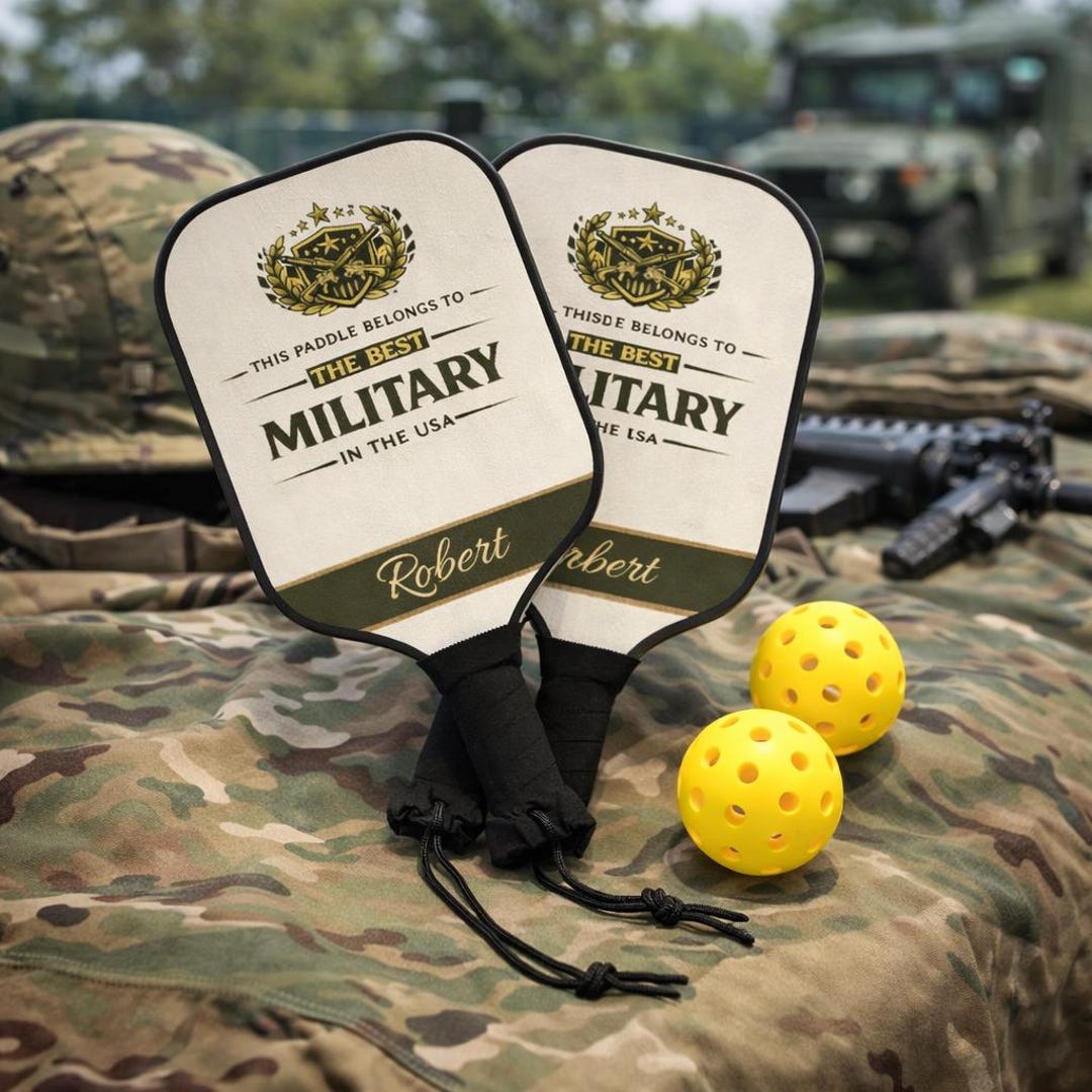 Personalized Military Pickleball Paddle Set | Custom Army Veteran Gift ...