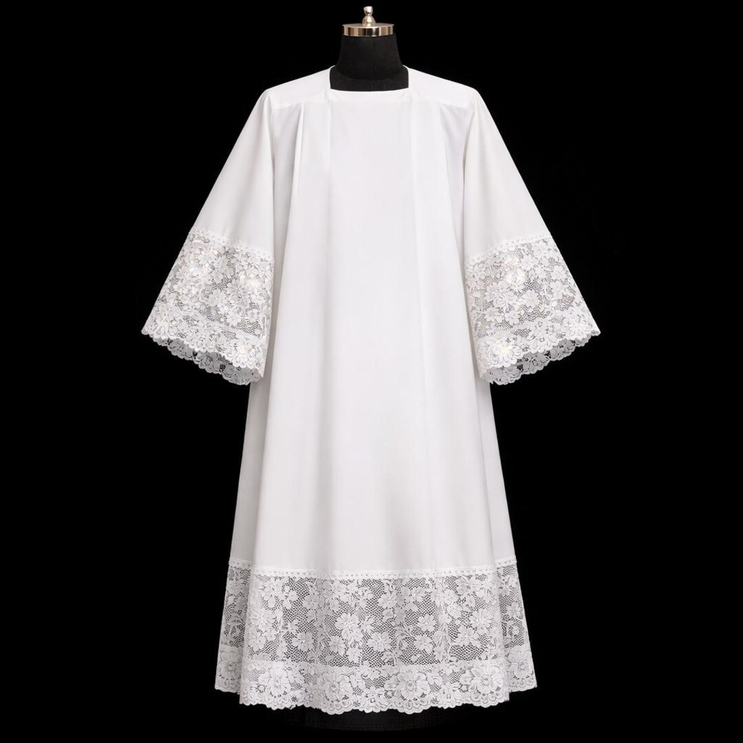 Men’s Lace Alb – Square Neck Clergy Robe, Liturgical Vestment - Etsy