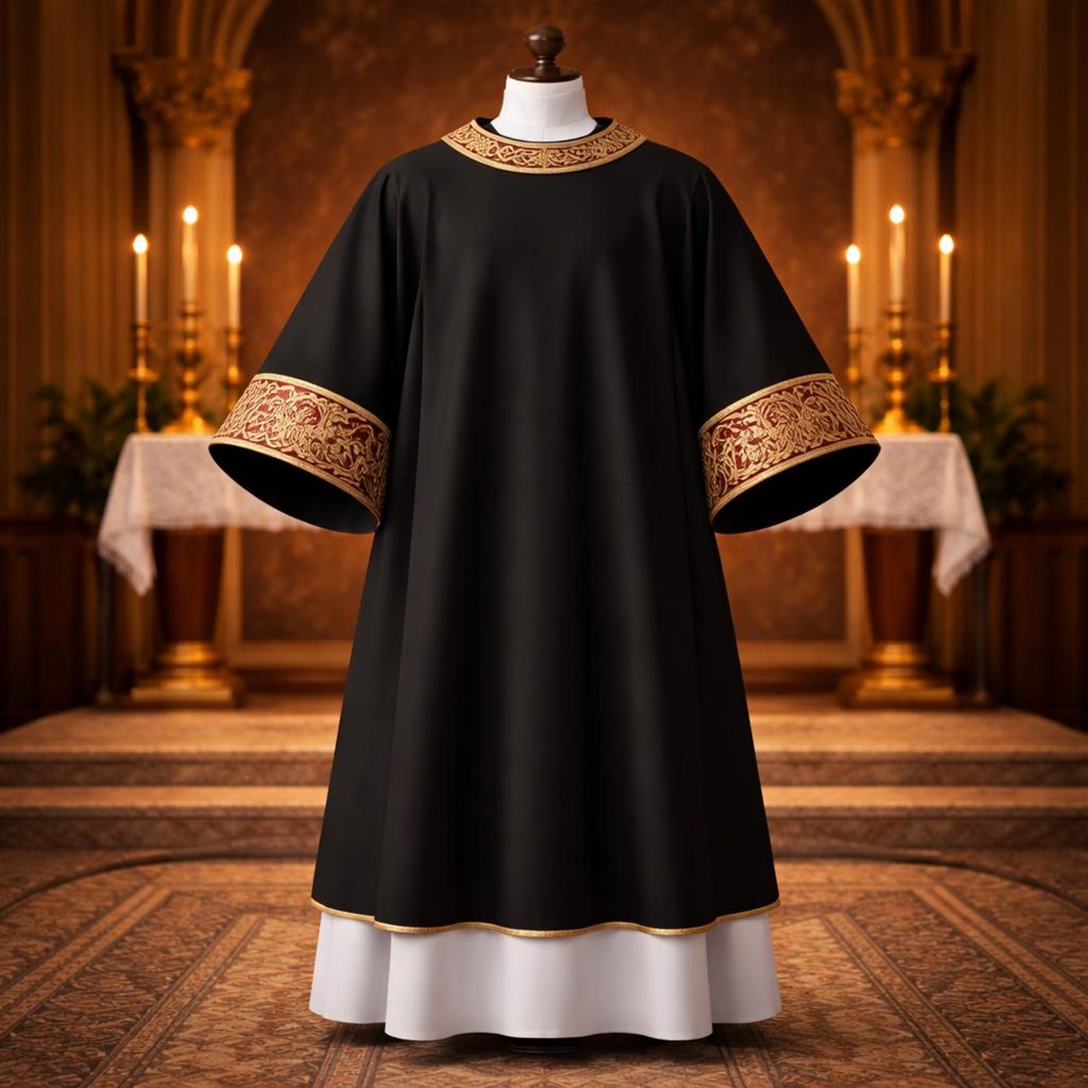 Black Chasuble With Gold Cross Detail – Elegant Liturgical Vestment for ...