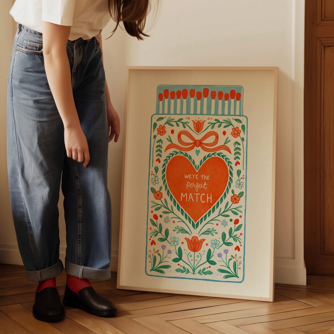We’re the Perfect Match Print, Whimsical Matchbox Poster - Etsy