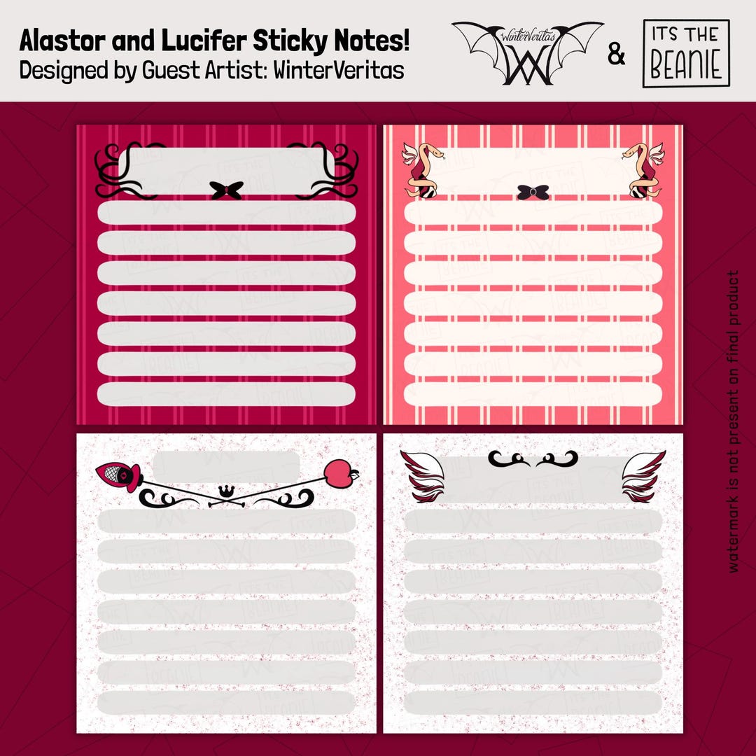Alastor and Lucifer Sticky Notes - Hazbin Hotel Inspired - Etsy