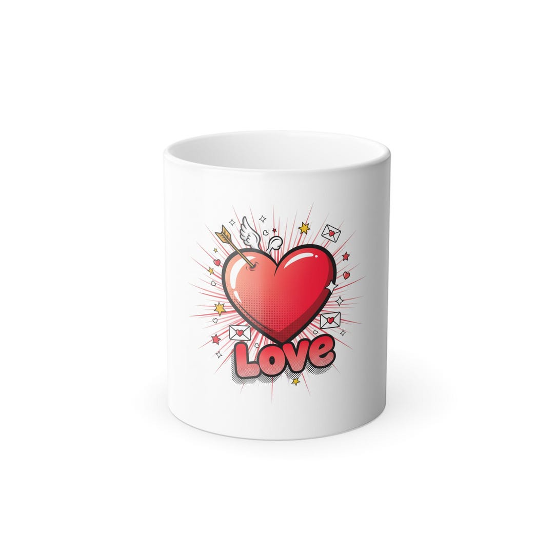 Heart Pop Art Love Color Morphing Mug | Heat Reveal 11oz - Etsy