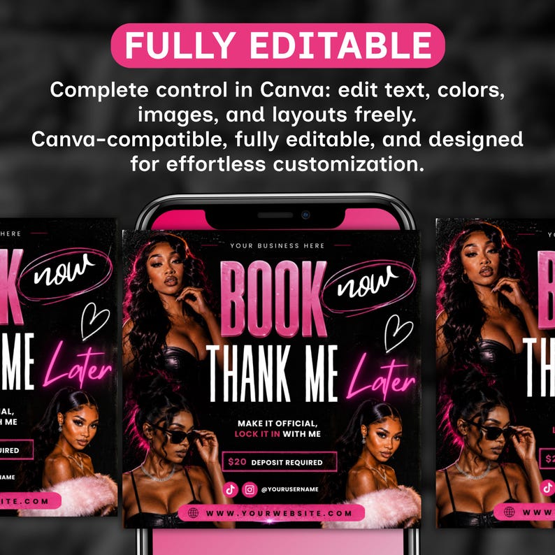 Editable New Bookings Flyer, Canva Template, Hair, Lash, Nail, Makeup ...