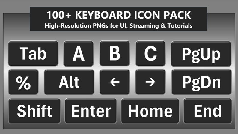 Keyboard Key Icons PNG – 100+ Keycap Symbols for UI, Shortcuts & Digital Design - Etsy