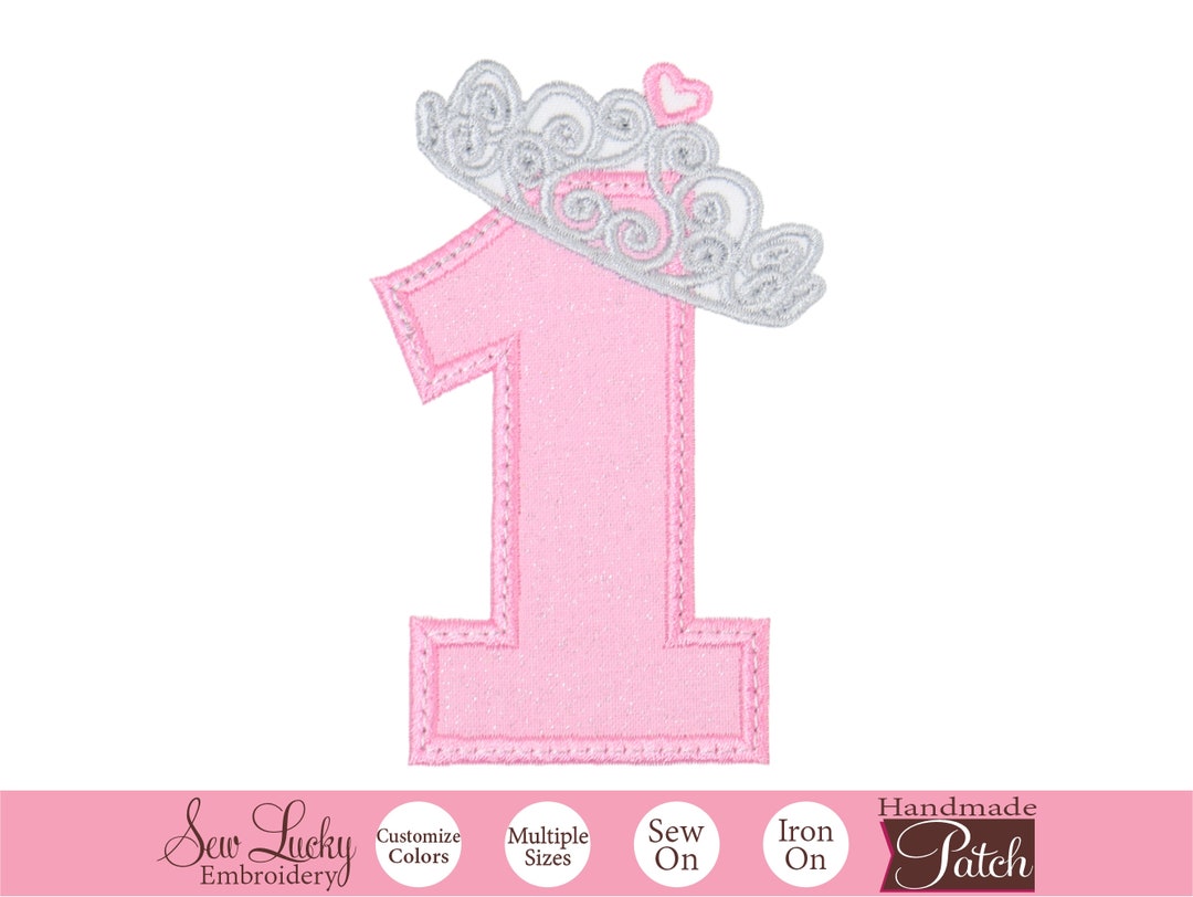 Tiara Princess Crown Birthday Number Patch - Iron on Patch - Sew on ...
