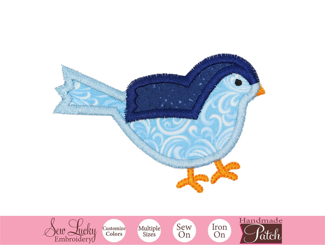 Little Blue Bird Patch - Sew on Patch - Iron on Patch - Applique Patch ...