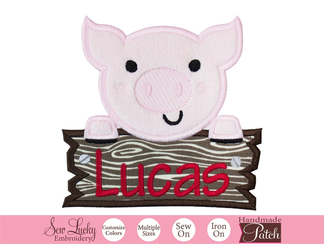 Farm Pig Peeker With Barn Sign Patch - Personalized Patch - Animal ...