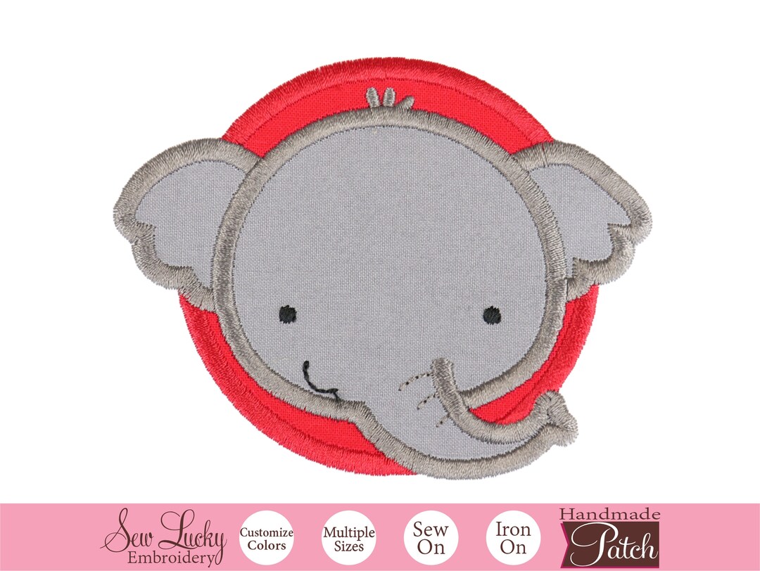 Boy Elephant Red Circle Patch - Animal Patch - Iron on Patch - Sew on ...