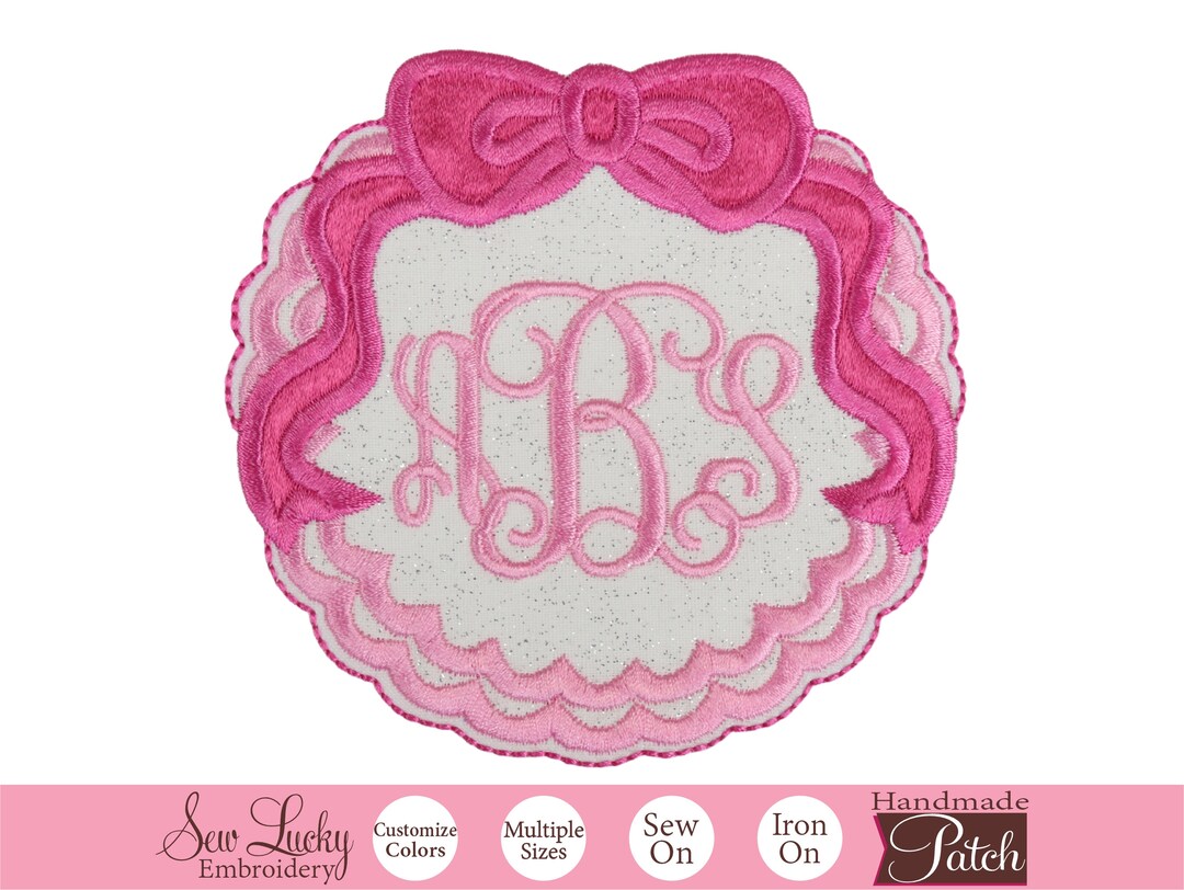 Monogram Bow Frame Patch - Personalized Custom Patch - Iron on Patch ...