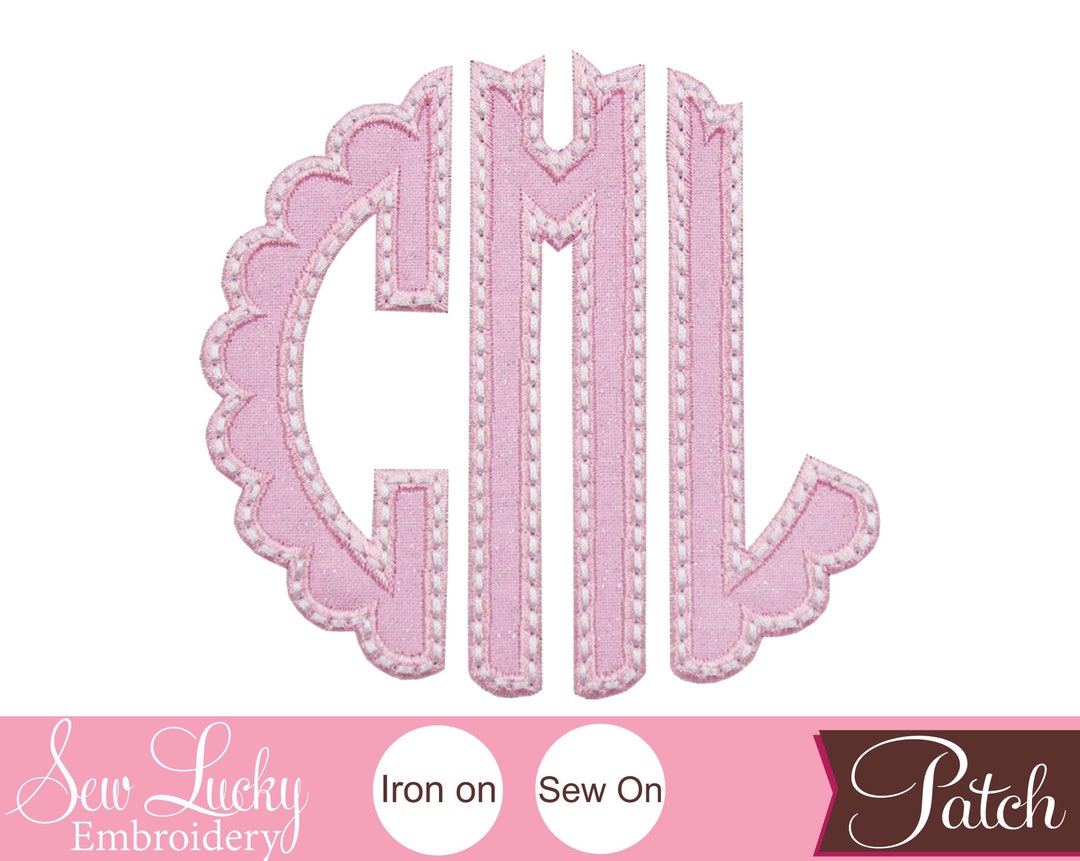 Glitter Scallop Monogram Patch Personalized Patch Custom - Etsy