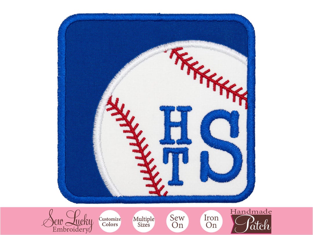 Baseball Monogram Patch Custom Initials Embroidered Sports Patch for ...