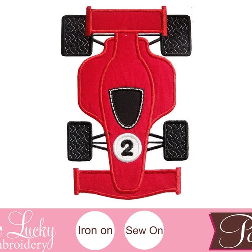 Yellow Race Car Iron on Applique Embroidered Patch | Etsy