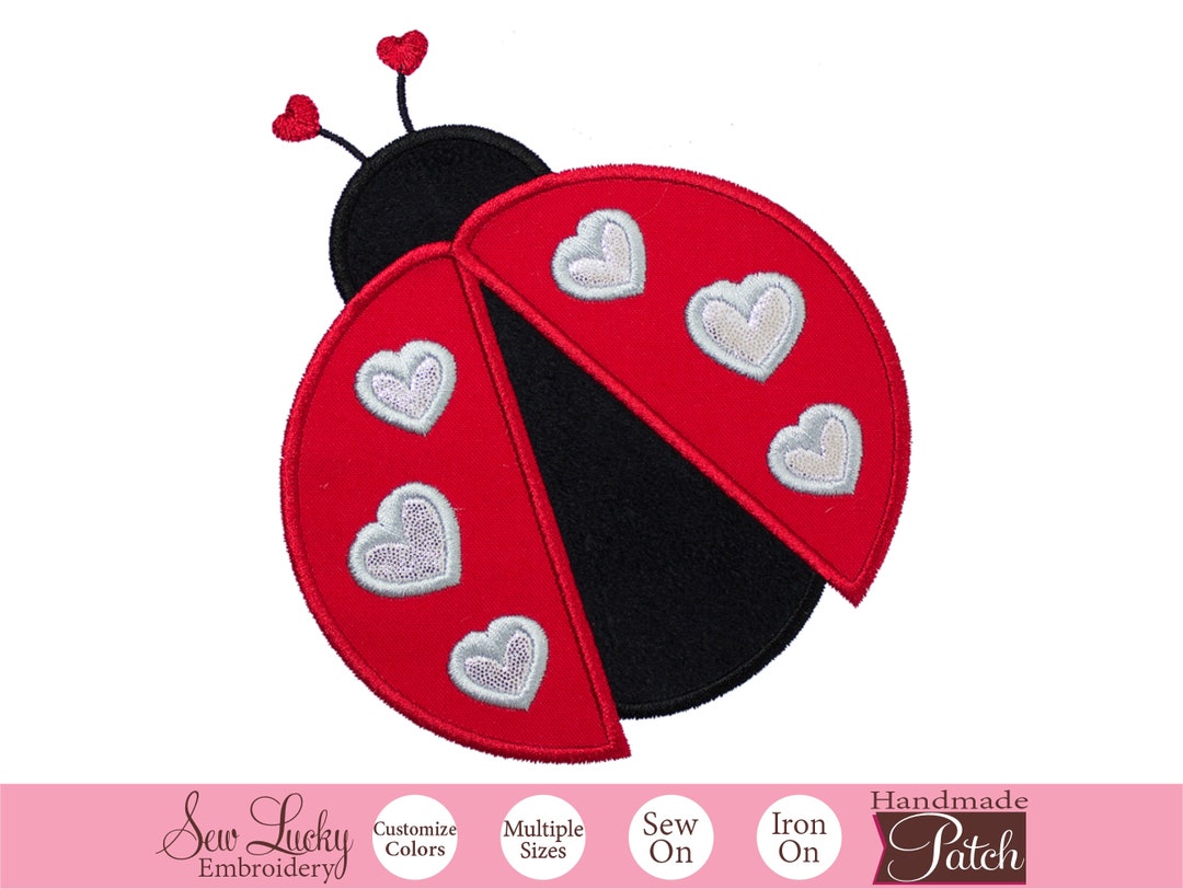 Ladybug With Hearts Patch - Insect Patch - Iron on Patch - Sew on Patch ...